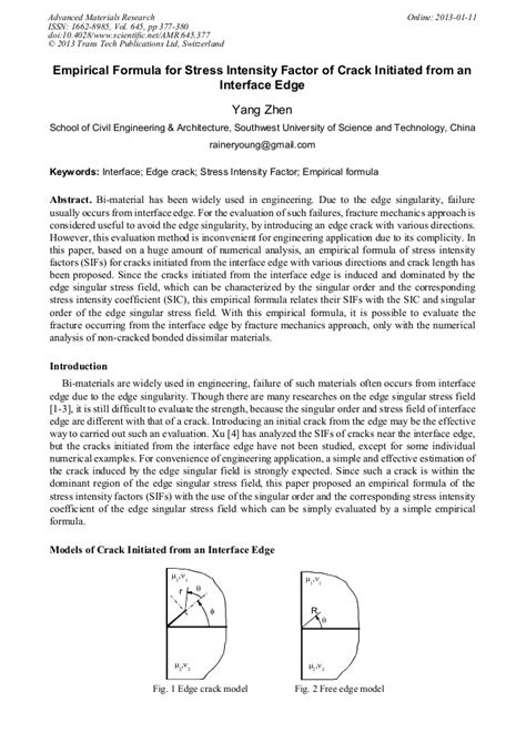 Empirical Formula For Stress Intensity Factor Of Crack Initiated From An Interface Edge