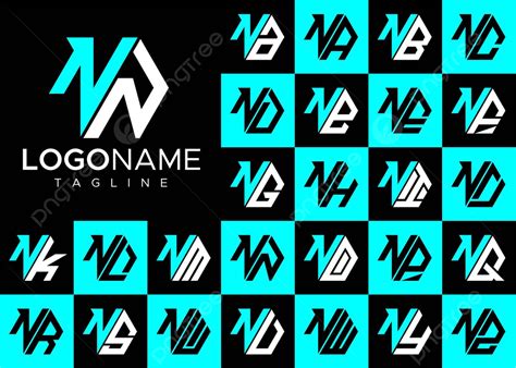 مجموعة من تصميمات شعار حرف N السداسية الحديثة حزمة قالب النواقل المتجه الشعارات اختصار الثاني