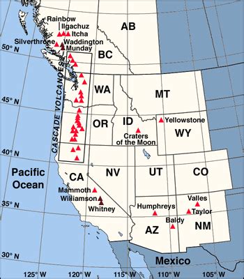 Map Of Volcanoes In The Us Us World Maps