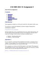 CSC3003 2021 S1 Assignment 3 Docx CSC3003 2021 S1 Assignment 3 Instructions For Assignment 3