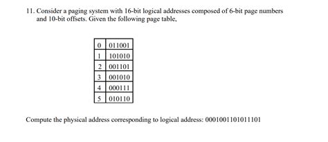 solved 11 consider a paging system with 16 bit logical