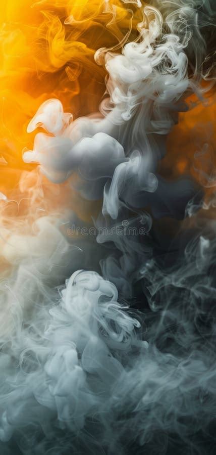 The Background Features Vibrant Abstract Orange And Gray Smoky Swirls