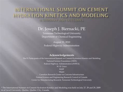 Ppt International Summit On Cement Hydration Kinetics And Modeling A Summary And Outcomes
