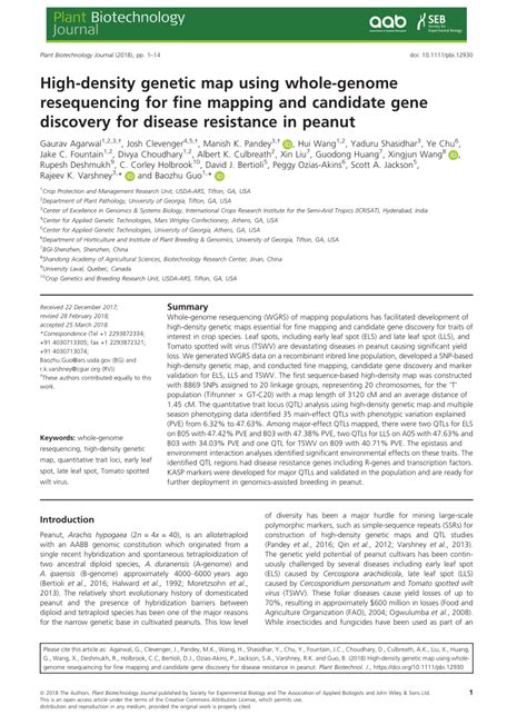 Pdf High‐density Genetic Map Using Whole‐genome Re‐sequencing For