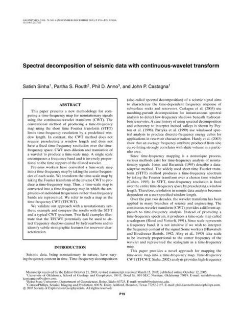 Spectral Decomposition Of Seismic Data With