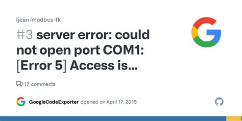 server error could not open port com1 [error 5] access is denied