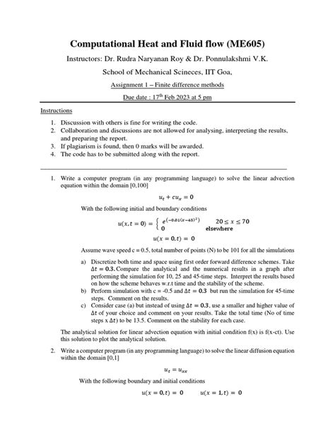 assignment 1 cfd 1 pdf algorithms mathematical analysis