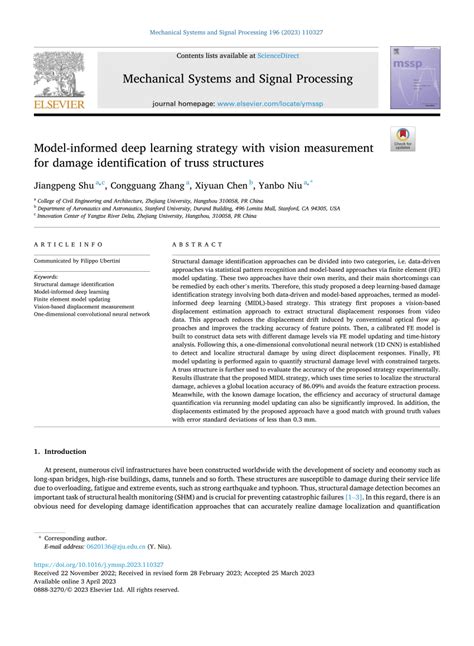Pdf Model Informed Deep Learning Strategy With Vision Measurement For