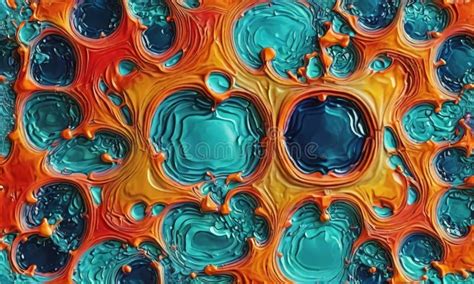 Abstract Featuring Vibrant Pattern Orange Blue And Green Circles And Lines Creating Dynamic