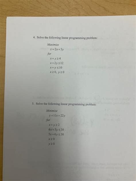 Solved 4 Solve The Following Linear Programming Problem