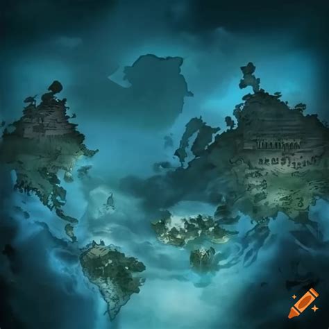 Rpg Game World Map In Solo Leveling Style With Floating Worlds