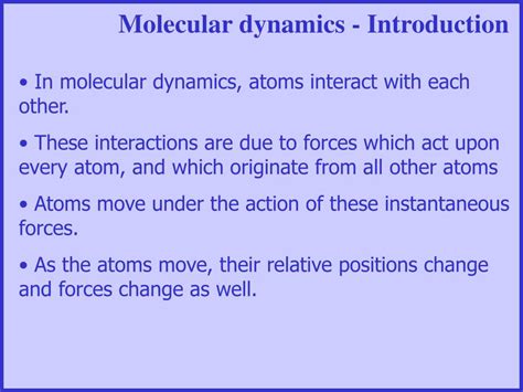 PPT Molecular Dynamics Simulations An Introduction N Gautham PowerPoint Presentation ID