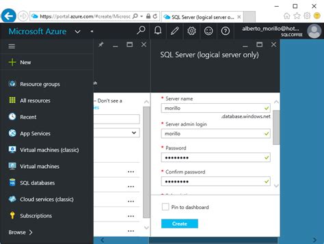 SQLCoffee How To Create A New SQL Azure Server