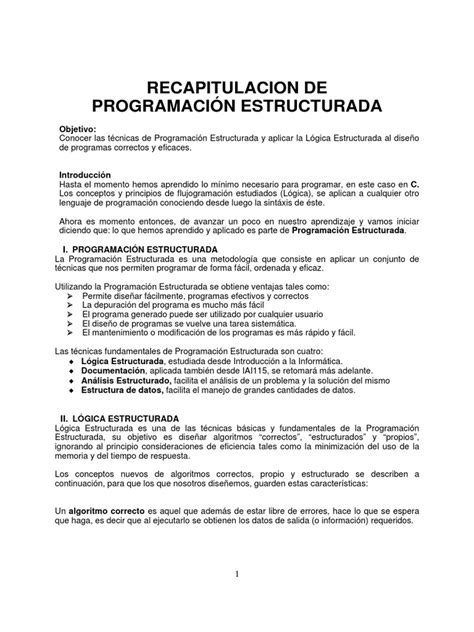 repaso programacion estructurada pdf algoritmos lenguaje de