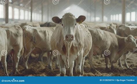 Automated Milking Of Cattle In Modern High Tech Dairy Barn On A Large Scale Farm Stock