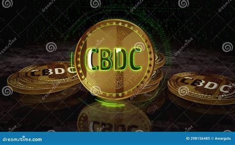 Cbdc Digital Currency Cryptocurrency Golden Coin Loop On Digital Screen Stock Video Video Of