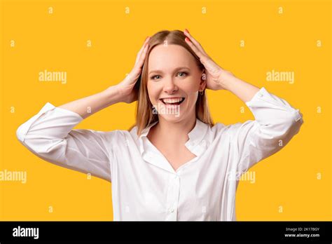 Amazed Woman Portrait Exciting Opportunity Wow Great Mind Blown