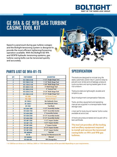 Ge 9fa B Gas Turbine Casing Tool Kit2 Pdf Equipment Manufactured