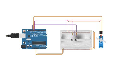 Circuit Design Servomotor Con Botones Tinkercad