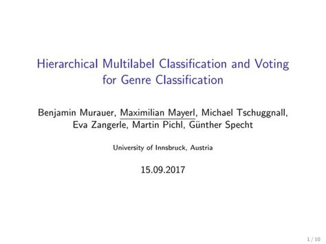 Mediaeval 2017 Acousticbrainz Genre Task Hierarchical Multilabel Classification And Voting