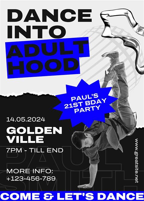 21st Birthday Dance Party Invitation Card 43266742 Template