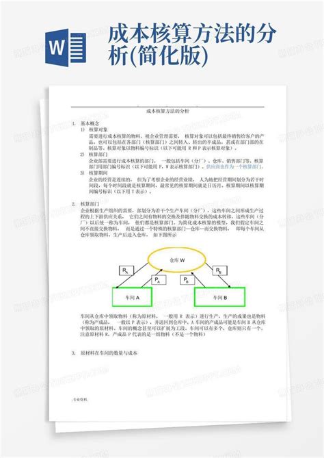 成本核算方法的分析 简化版 Word模板下载 编号ljemvpap 熊猫办公