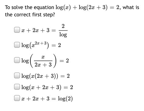 solved to solve the equation log x log 2x 3 2 what is the