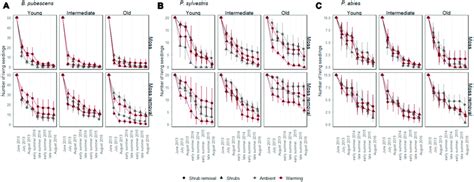 Mean Survival ± Se Of B Pubescens Seedlings A 50 Initially Planted Download Scientific