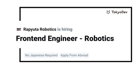 Frontend Engineer Robotics Rapyuta Robotics Tokyodev