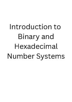 Introduction To Binary And Hexadecimal Systems Booklet By THETECHSTORE
