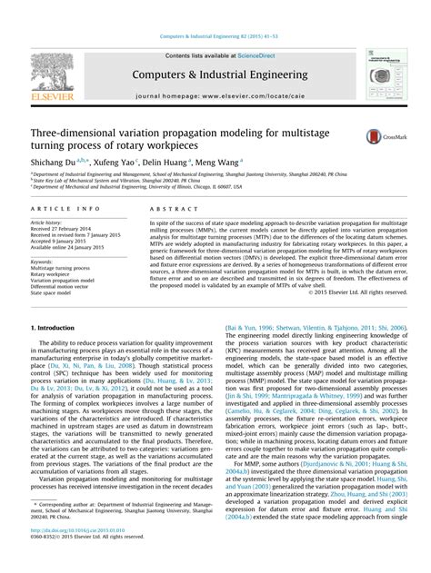Pdf Three Dimensional Variation Propagation Modeling For Multistage Turning Process Of Rotary