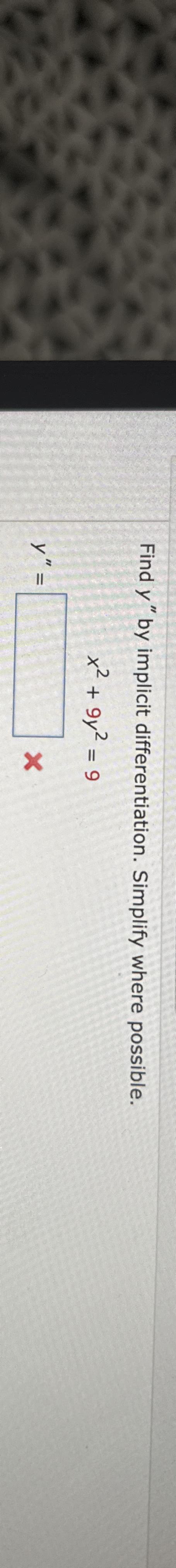 solved find y ﻿by implicit differentiation y find y