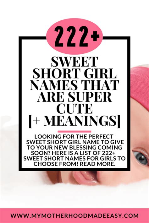 222 Sweet Short Girl Names That Are Super Cute Meanings My