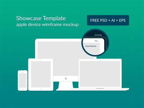Apple Device Wireframe Responsive Mockups PSD AI EPS
