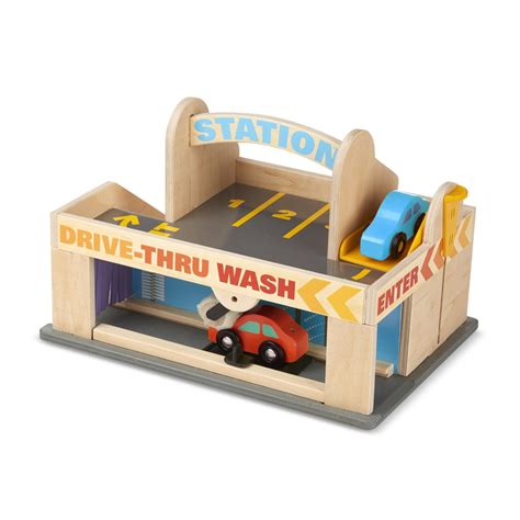 Melissa And Doug Service Station Parking Garage With 2 Wooden Cars And