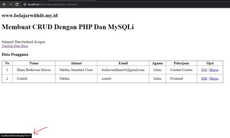 Tutorial PHP Pemula Part Cara Membuat CRUD Dengan PHP Dan MYSQLi BelajarwithIB