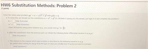 solved hw6 substitution methods problem 2 1 point solve