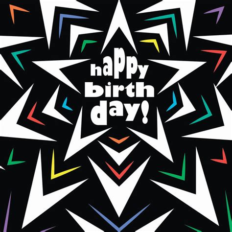 Happy Birthday Geometric Star Confetti Exploding Greetings Card Boomf