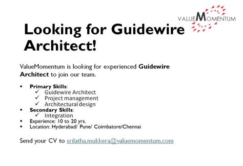 Srilatha Siri On Linkedin Valuemomentum Guidewirearchitect Hiring Guidewirearchitect