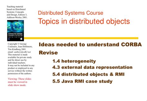 ppt distributed systems course topics in distributed objects