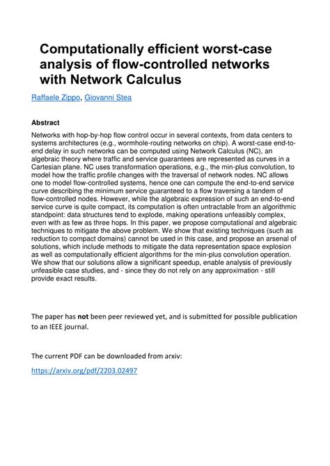 pdf computationally efficient worst case analysis of flow controlled