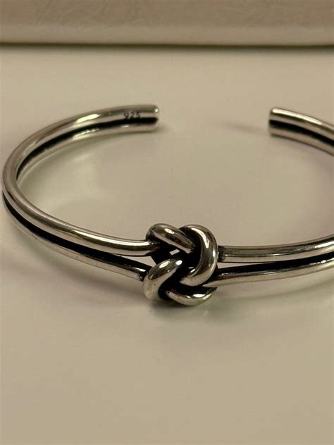 Knot Adjustable Cuff Bracelet 925 Sterling Silver Stamped Mae