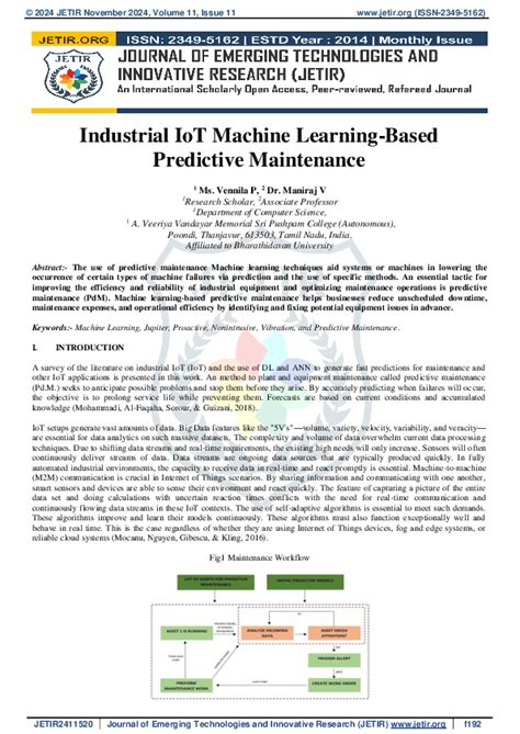 Pdf Industrial Iot Machine Learning Based Predictive Maintenance