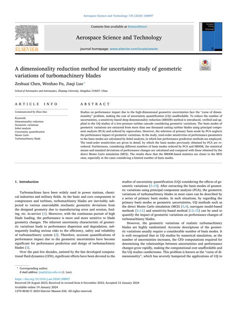PDF A Dimensionality Reduction Method For Uncertainty Study Of Geometric Variations Of
