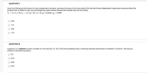 solved question 7 given the following information for two