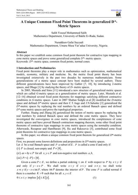 A Unique Common Fixed Point Theorems In Generalized D Pdf