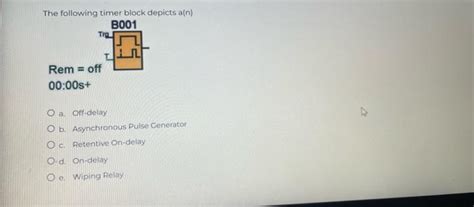 The Following Timer Block Depicts An A Off Delay