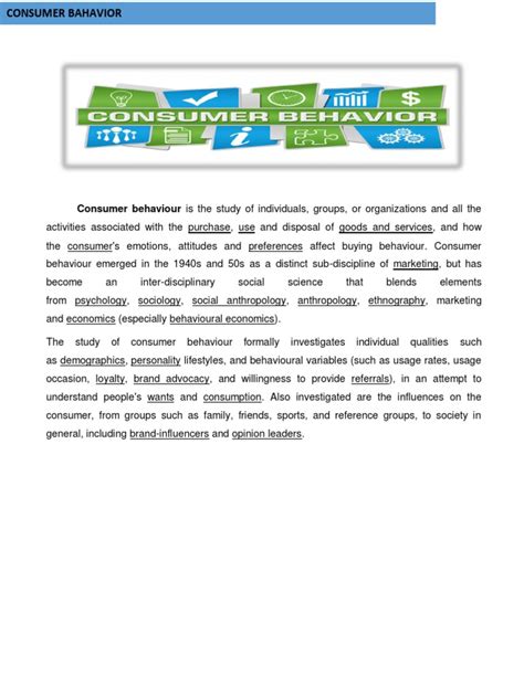 Understanding Consumer Behavior Pdf Consumer Behaviour Behavior