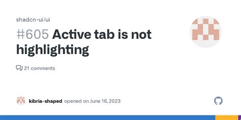 Active Tab Is Not Highlighting · Issue 605 · Shadcn Uiui · Github