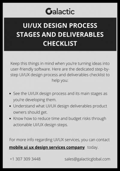 Ui Ux Design Process Stages And Deliverables Checklist